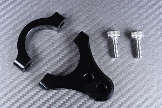 Steering damper fastening clamp for fork arm