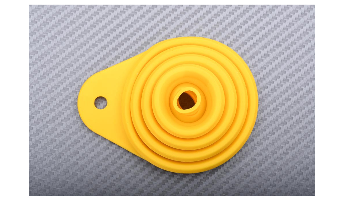 Foldable rubber funnel in various colors