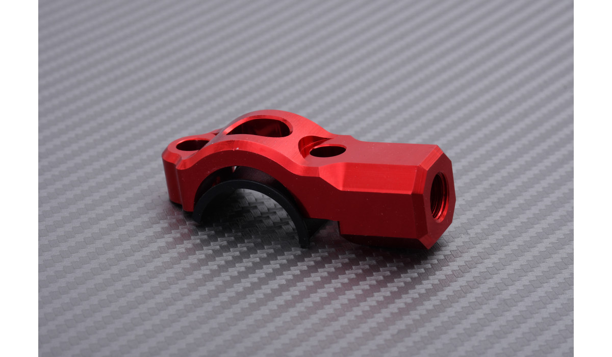 Half moon handlebar clamp with rear view mirror attachment