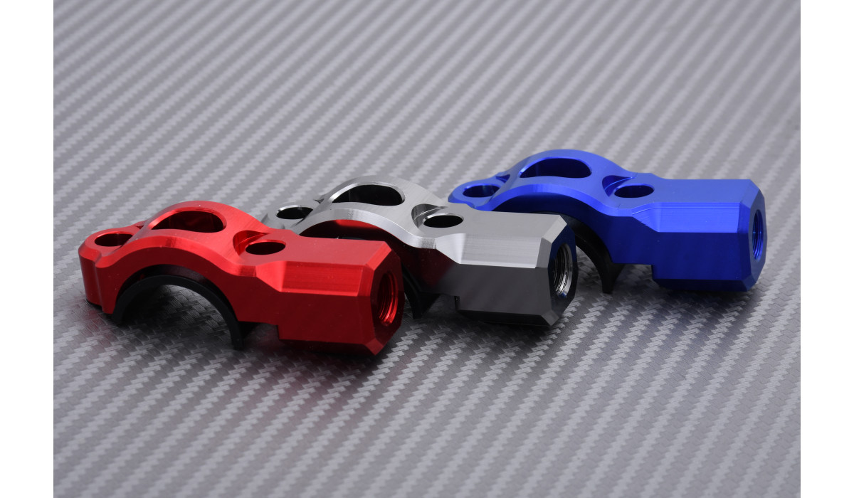 Half moon handlebar clamp with rear view mirror attachment