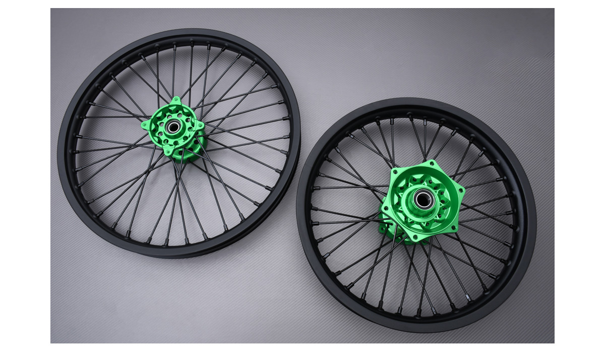 Pair of Front and Rear Rims 21" / 18" Off Road / Enduro KAWASAKI KX 250 ...
