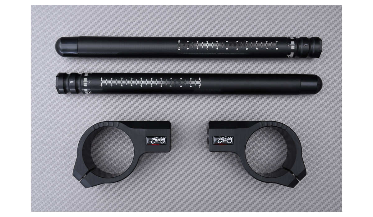 Pair of 43 mm SBK Clip-ons by AVDB tilt adjustable